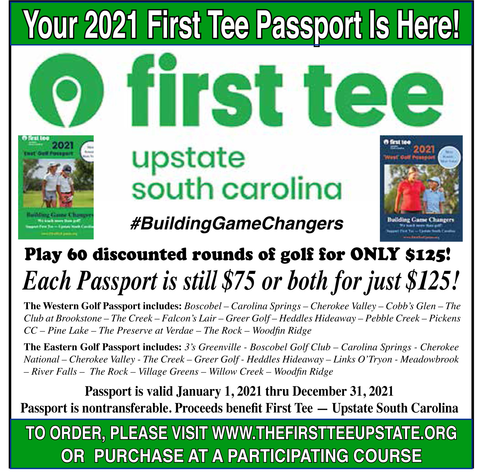 First Tee 2021 Passport Ad – scgolfclub.com